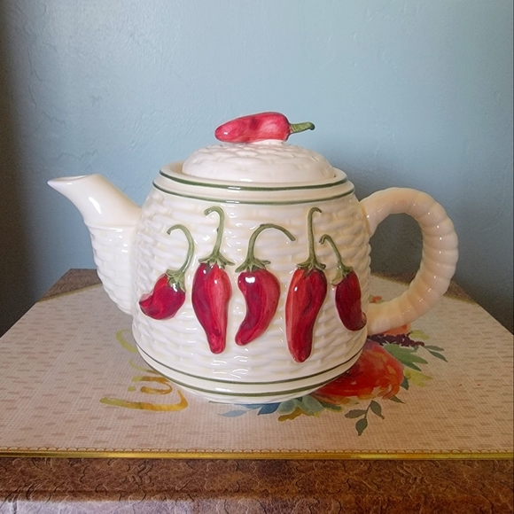 Rose Baxter | Accents | Vintage Red Chile Teapot Rose Baxter Made In ...